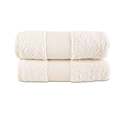 Hencely Towels, Hand Towel Set of 2 (16x 28 inches) Soft Turkish Cotton Absorbent and Quick Dry Face Towel (Hand Towels 2 Pack, Ivory)