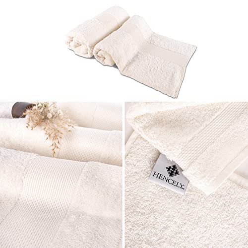 Hencely Towels, Hand Towel Set of 2 (16x 28 inches) Soft Turkish Cotton Absorbent and Quick Dry Face Towel (Hand Towels 2 Pack, Ivory)