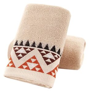 pidada hand towels set of 2 indian geometric pattern 100% cotton soft decorative towel for bathroom 13.4 x 29.5 inch (brown)