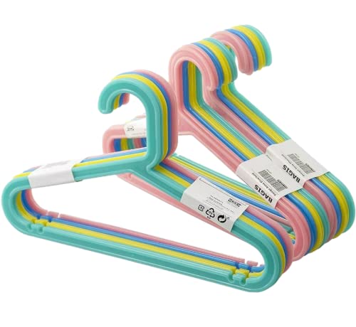 IKEA Bagis Children's Hangers 1 X 8-Pack Toddler Hangers Durable Kids Hanger for Children Toddlers Baby Hanger Multi Colored Hangers