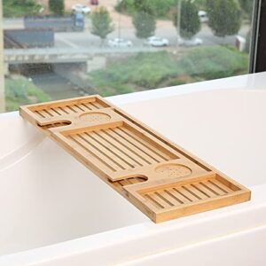 SDGH Wooden Bath Tray Bathroom Shelves Apply for Pad/Book/Tablet Home Bathrooms Accessories