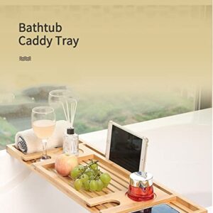 SDGH Wooden Bath Tray Bathroom Shelves Apply for Pad/Book/Tablet Home Bathrooms Accessories