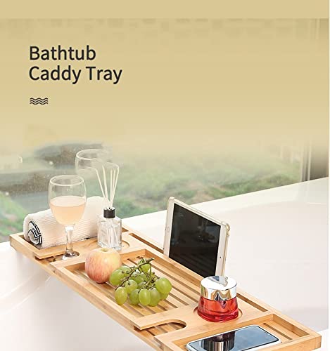 SDGH Wooden Bath Tray Bathroom Shelves Apply for Pad/Book/Tablet Home Bathrooms Accessories