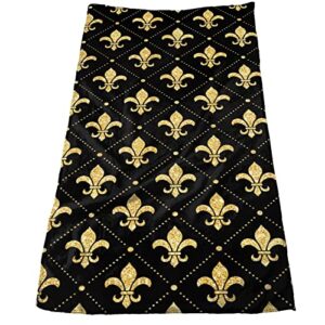 fenrris65 soft hand towels, black-fleur-de-lis highly absorbent quick-dry towels multipurpose for bathroom, hotel(12'' x 27.5'')