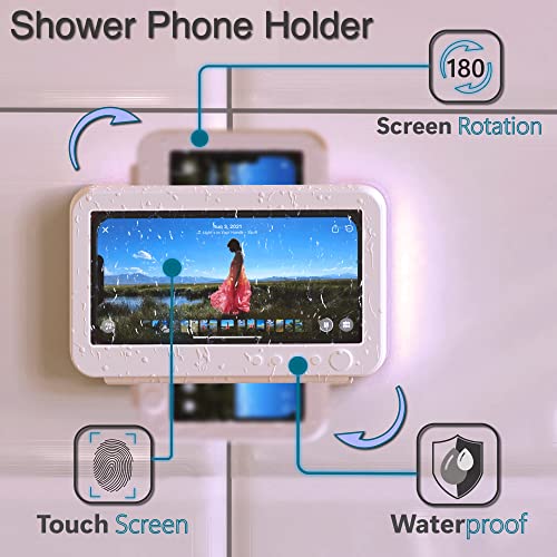 Elil Shower Caddy Shower Shelf for Inside Shower Phone Case Shower Accessories 13-in-1 Set, Self Adhesive Shower Organizers – No Drill Easy Installation with Exfoliation Glove Back Scrubber and Loofa