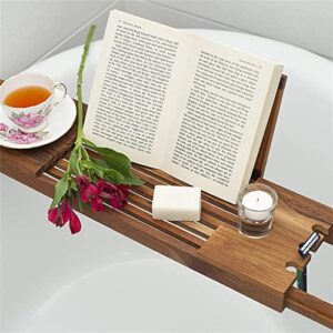 SDGH Bath Tub Shelf Rack Multi-Purpose Bathtub Board Tablet with Extending Sides Bathroom Bath Caddy Tray