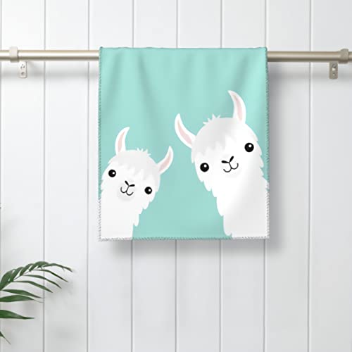 Two Llama Hand Towels Cartoon Cute Llama Alpaca Towel Multipurpose Soft Highly Absorbent Towels Hand Towels for Bathroom Hand Face Gym and Spa