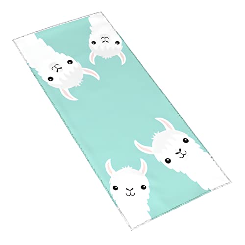 Two Llama Hand Towels Cartoon Cute Llama Alpaca Towel Multipurpose Soft Highly Absorbent Towels Hand Towels for Bathroom Hand Face Gym and Spa