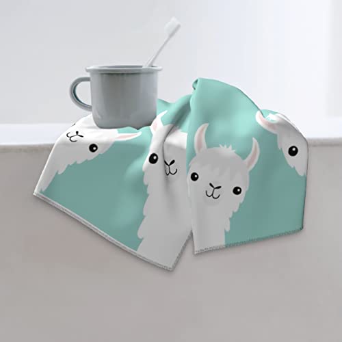 Two Llama Hand Towels Cartoon Cute Llama Alpaca Towel Multipurpose Soft Highly Absorbent Towels Hand Towels for Bathroom Hand Face Gym and Spa