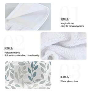 Blue Gray Leaves Branches Hanging Kitchen Towel 12 x 17 Inch Gray Leaf Spring Flowers Hand Tie Towels Set 2 Pcs Tea Bar Dish Cloths Dry Towel Soft Absorbent Durable for Bathroom Laundry Room Decor