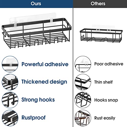 biukpci 4 Pack Shower Caddy Shelf with 20 Hooks and Soap Holder Rustproof Stainless Steel Shower Shelves Adhesive Bathroom Shower Storage Organizer