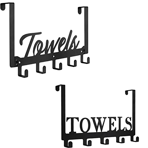 2 Packs Over The Door Hooks, Towel Rack for Bathroom Towel Holder for Hanging Heavy Duty, Wall Mount Towel Hanger