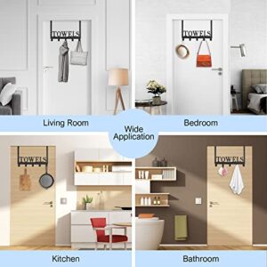 2 Packs Over The Door Hooks, Towel Rack for Bathroom Towel Holder for Hanging Heavy Duty, Wall Mount Towel Hanger