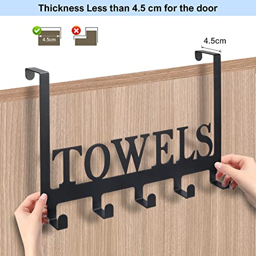 2 Packs Over The Door Hooks, Towel Rack for Bathroom Towel Holder for Hanging Heavy Duty, Wall Mount Towel Hanger