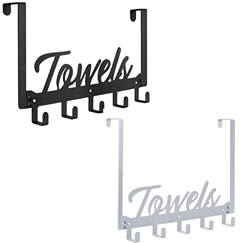 2 Packs Over The Door Hooks, Towel Rack for Bathroom Towel Holder for Hanging Heavy Duty, Wall Mount Towel Hanger