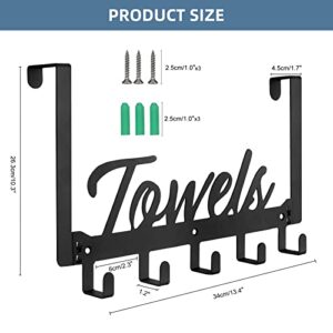 2 Packs Over The Door Hooks, Towel Rack for Bathroom Towel Holder for Hanging Heavy Duty, Wall Mount Towel Hanger