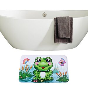 Amagical 16 Pieces Shower Curtain Set Bath Mat Set Contour Mat Toilet Cover Cute Frog Print Shower Curtain with 12 Hooks