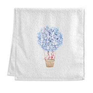 dallonan soft cotton face wash towels flowers watercolor hydrangea and couple flamingos bath hand towels for working out bathroom decorative set of 2 for guest shower 16x30 inches