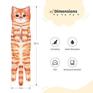 Cat Gifts-Cat Funny Hand Towels for Bathroom Kitchen,Funny Hanging Towel Decor Washcloths,Cute Cat Decor,Cat Gifts for Cat Lovers,Towels Absorbent Soft ,Housewarming Gift(Ginger Cat)