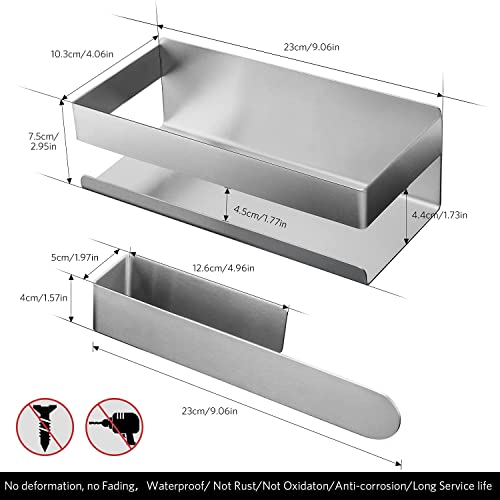 LBSUN Adhesive Shower Caddy, 2 Pack Bathroom Shower Organizer, No Drilling, Large Capacity, Rustproof Stainless Steel Bathroom Shower Organizer, Shower Shelf for Inside Shower