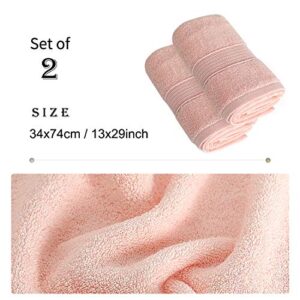 PiccoCasa Hand Towels 2-Pack 100% Cotton Ring Spun Highly Absorbent Soft Luxury Hotel & Spa Quality Hand Towel for Bathroom 13 x 29 Inches, Pink