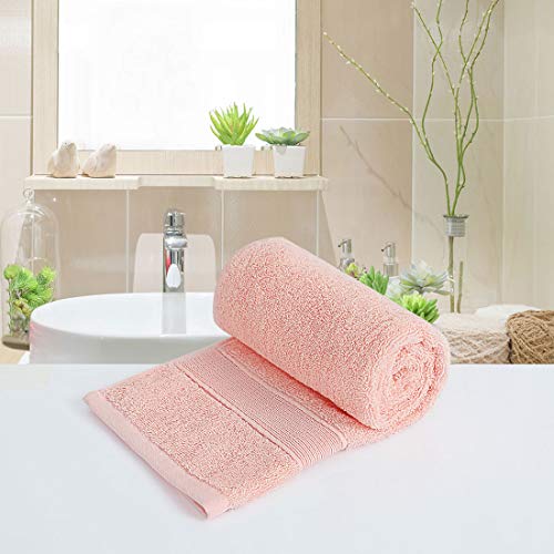 PiccoCasa Hand Towels 2-Pack 100% Cotton Ring Spun Highly Absorbent Soft Luxury Hotel & Spa Quality Hand Towel for Bathroom 13 x 29 Inches, Pink