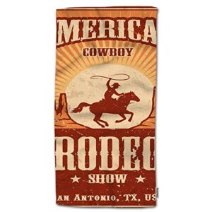 swono cowboy rodeo hand towel poster of west cowboy on horse with desert background soft polyester hand towels for home bathroom kitchen hand face gym spa hotel 30"x15"