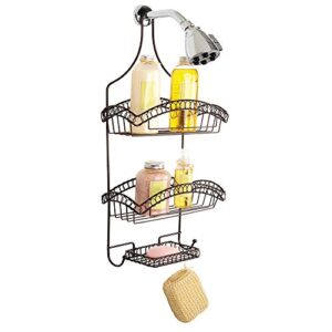 bath bliss bathroom shower caddy, hangs over the shower head, storage and organization, rust