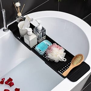 SDGH Expandable Bathtub Tray Spa Bathtub Caddy Organizer Rack Book Wine Phone Table Holder Bottom Bath Tub Tray Shelf (Color : OneColor)