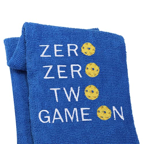 LEVLO Funny Pickleball Gifts Zero Zero Two Game On Sport Towles for Pickleball Lovers Embroidered Teem Hand Towel (Zero Zero Two Game On)