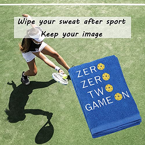 LEVLO Funny Pickleball Gifts Zero Zero Two Game On Sport Towles for Pickleball Lovers Embroidered Teem Hand Towel (Zero Zero Two Game On)