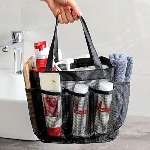 Mesh Shower Bag - Easily Carry, Organize Bathroom Toiletry Essentials While Taking a Shower Mesh Shower Caddy Basket with 8 Pockets, Hanging Portable Shower Tote Bag Toiletry Accessories for Bathroom