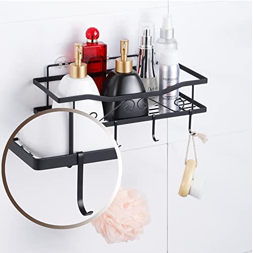 Lunuxiki Shower Caddy Adhesive 6-Pack Rustproof Shower Shelf with Soap Holder, No Drilling Shower Organizer with 4 Hooks, Bathroom Shower Rack Shelves for Inside Shower, Bathroom, Kitchen Storage