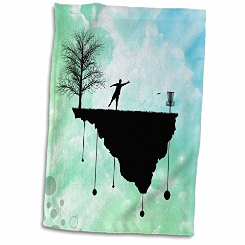 3D Rose Putt Plastic in Its Place-Disc Golf Silhouette Putting with Blue Skies Hand Towel, 15" x 22"