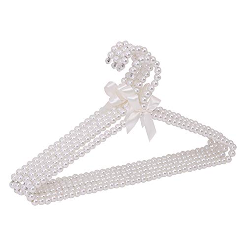 Aimeely Pack of 5 Pearl Clothes Pants Hangers Bowknot Beaded Wedding Home Shop Clothes Rack 1#