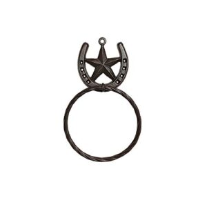 Treasure Gurus Horseshoe and Texas Barn Star Bath Towel Ring Western Decor