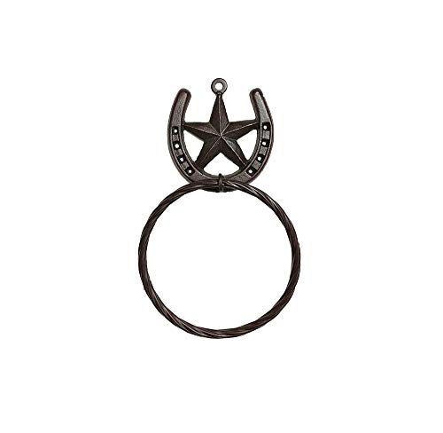 Treasure Gurus Horseshoe and Texas Barn Star Bath Towel Ring Western Decor