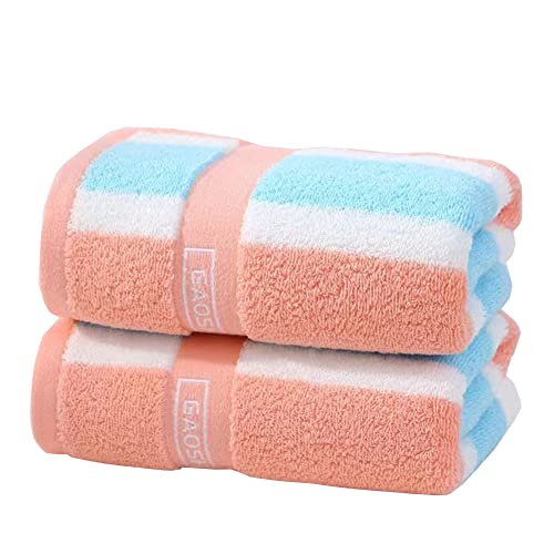 LRUUIDDE Hand Towels for Bathroom Set of 2, 100% Cotton Bath Hand Towels, Face Towels, Highly Absorbent Soft Luxury Hand Towel Decorative for Bathroom,14 x 30 Inch (Pink)