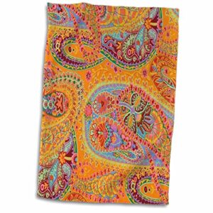 3d rose lime orange n pink batik paisley twl_60518_1 towel, 15" x 22"