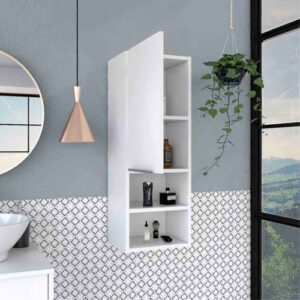 Savona Medicine Cabinet with Single Privacy Door, Two Interior Shelves, Two External Shelves - White