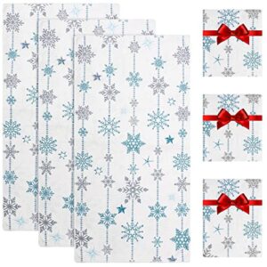 funtery 3 pcs snowflake snow hand bath towel absorbent soft hanging towels snowflake hand towels winter christmas bathroom towel for bathroom kitchen dish holiday decor, 14 x 28 inches