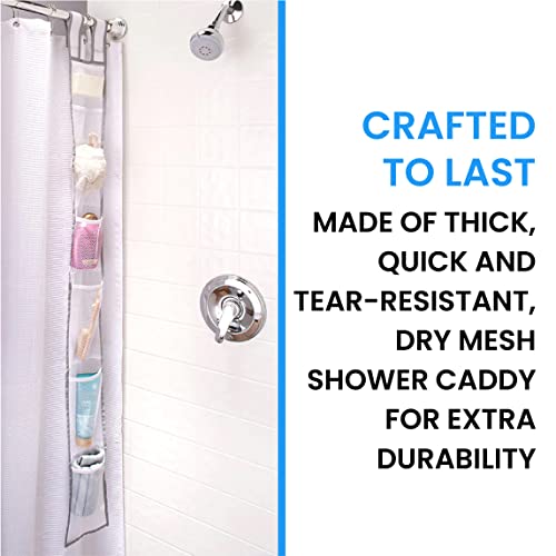 Grand Fusion Hanging Shower Caddy, Fabric Shower Caddy with Mesh Design, And Attached Hook And Loop, Pack of 1