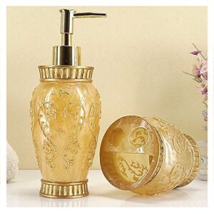 Vintage Golden Bathroom Accessories, 5Piece Bathroom Accessories Set, Bathroom Set Features, Soap Dispenser, Toothbrush Holder, Tumbler & Soap Dish - Bath Gift Set