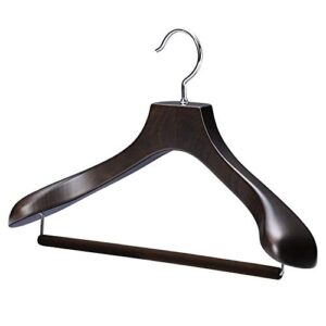 nakata hanger: made in japan wooden men's suit hanger with a felt bar smoked brown aut-05sm(w:430)