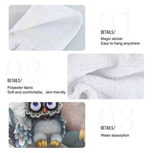 SLHKPNS Purple Owls Kitchen Hanging Hand Towels, Cartoon Art Absorbent Tie Towel with Loop 2 PCS Kitchen Linen Sets for Bathroom Restroom Home Decor, Purple Owl, 14x18in