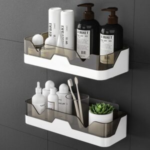 blyphoo shower caddy adhesive shower shelf for bathroom 2 pack: premium bathroom wall organizer - no drilling shower organizer - adhesive kitchen storage rustproof storage rack for bathroom