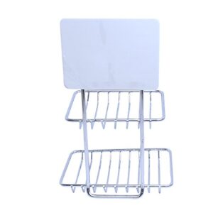 Removable Double Layer Soap Holder Shelves Kitchen Storage Organizer Rack Chrome Bathroom Soap Caddy Adhesive Magic Sticker Storage Caddy Shower Laundry Room Organizers