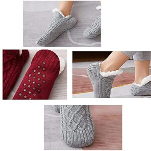 TTXS Indoor Floor Non-Slip Thermal Socks,Woven and Velvet Indoor Socks Slippers,Women Winter Non-Slip House Slipper Socks Thermal Socks Winter (Black,9.5-10.5)