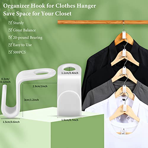 500 Pcs Clothes Hanger Connector Hooks Plastic Hanger Extender Clips White Clothes Hanger Connector Hooks Closet Hangers Heavy Duty Space Saving Cascading Connection Hooks for Clothes Closet