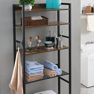 Kavonty Over The Toilet Storage Rack, 4-Tier Bathroom Space Saver with Adjustable Shelves,Freestanding Bathroom Organizer, Bathroom Organizer for Bathroom, Bathroom Toilet Rack,Rustic Brown